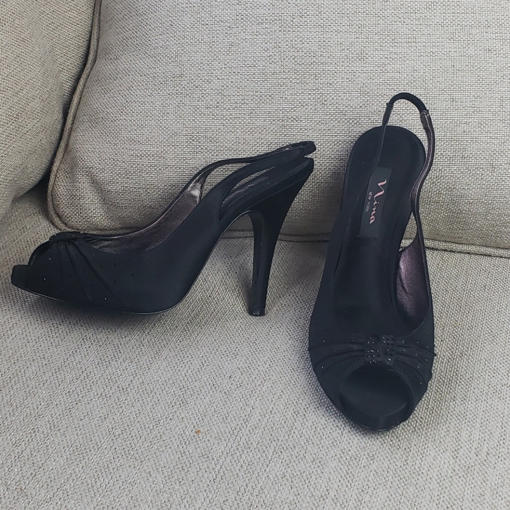 Nina Satin Slingbacks - Gem